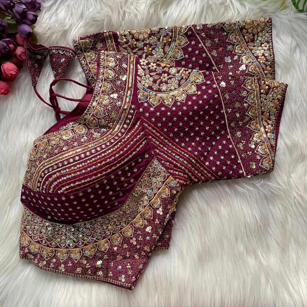 Pure Soft Roman Silk Heavy Stars Work Bridal Blouse – Blousewala