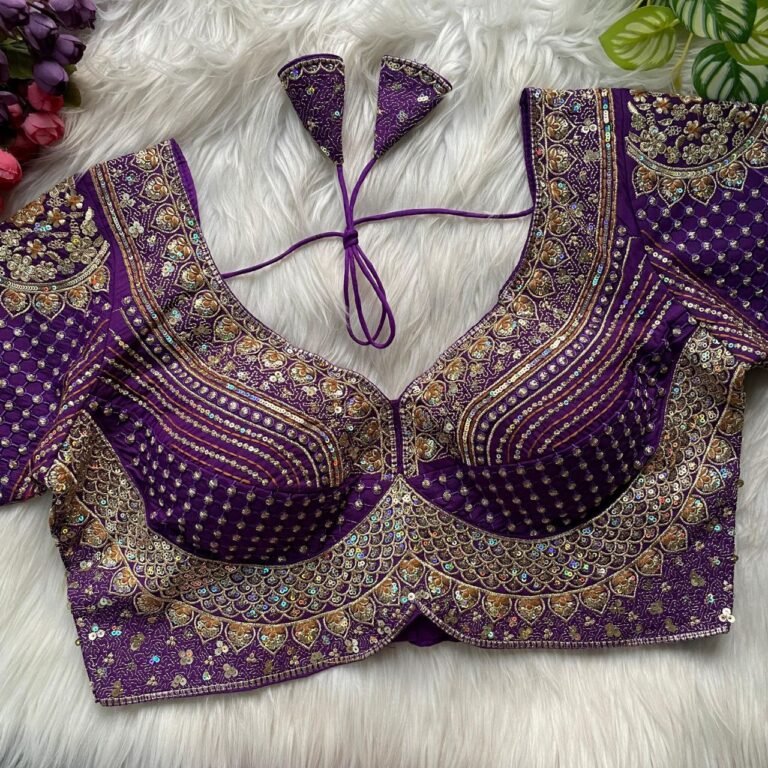 Pure Soft Roman Silk Heavy Stars Work Bridal Blouse – Blousewala